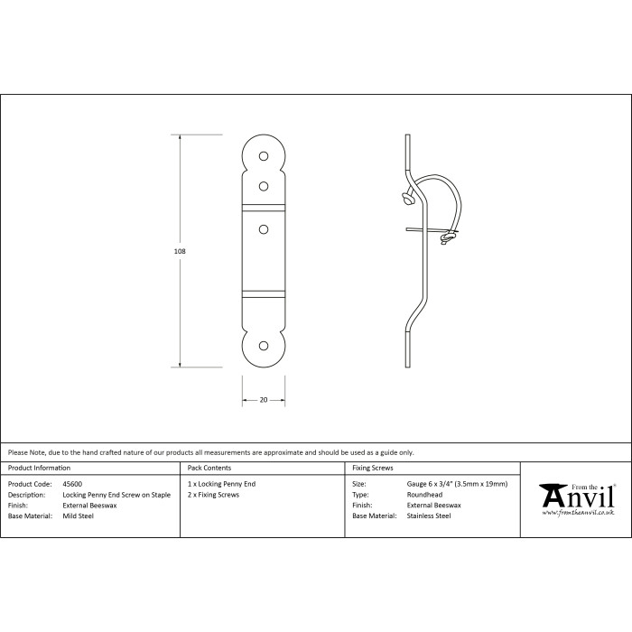 External Locking Penny End Screw on Staple - SWS Hardware