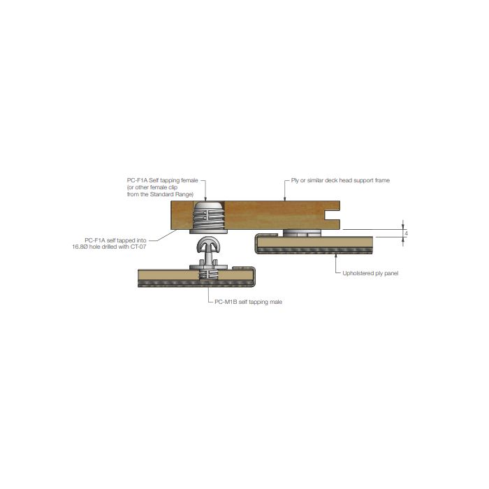 Fastmount Standard Self Tapping Clip - Male - SWS Hardware
