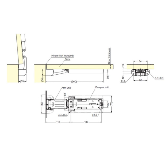 Lift Assist Damper for Counter Flaps - SWS Hardware