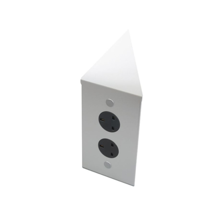 Corner Mounting 2 Gang Socket with Angled End - SWS Hardware